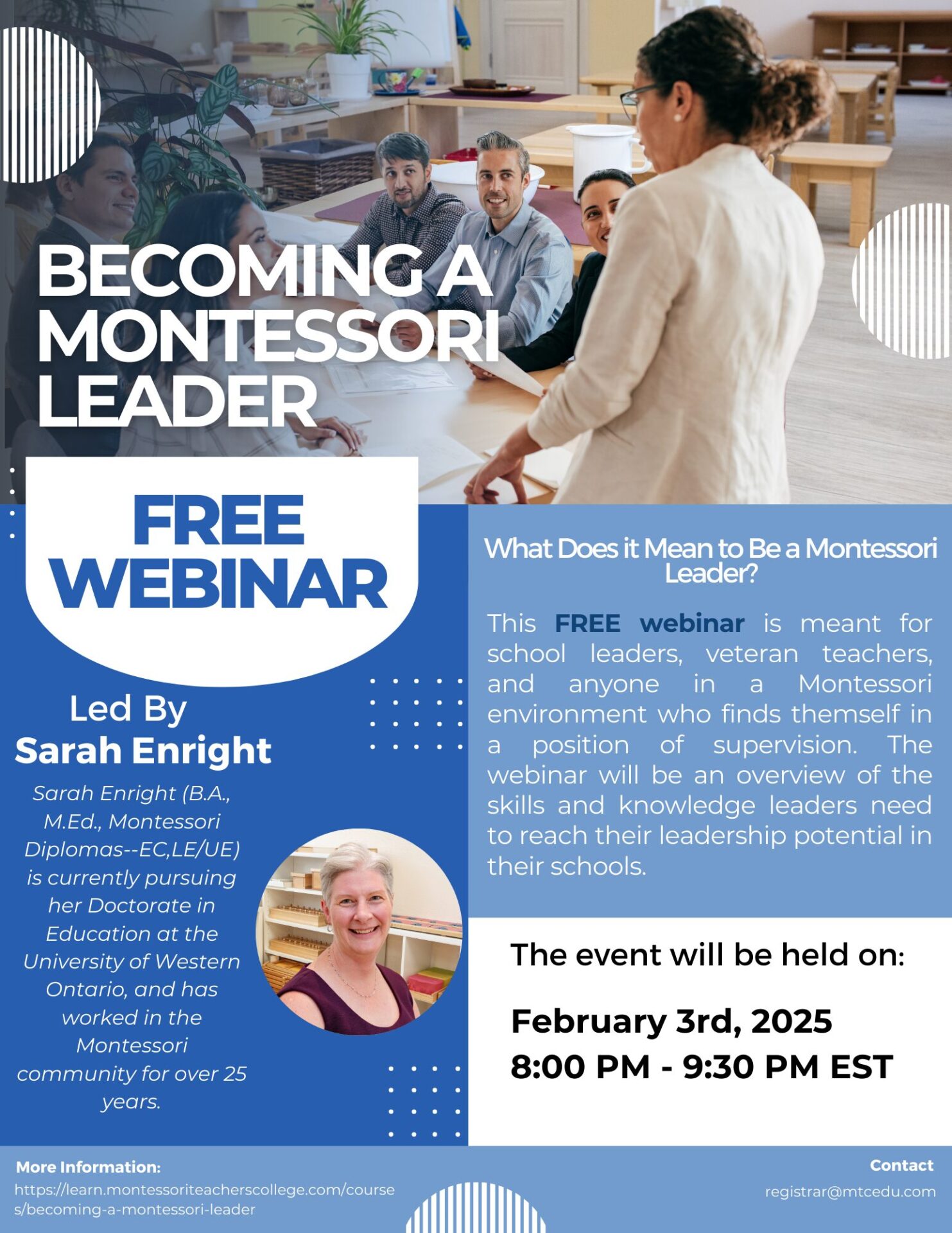 Webinars and Workshops - Montessori Teachers College - Training